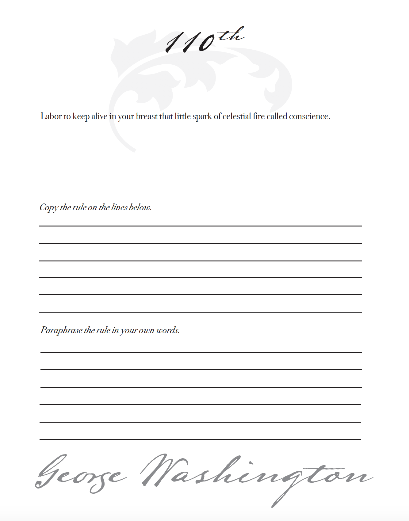 The CopyWorkBook: George Washington's Rules of Civility & Decent ...